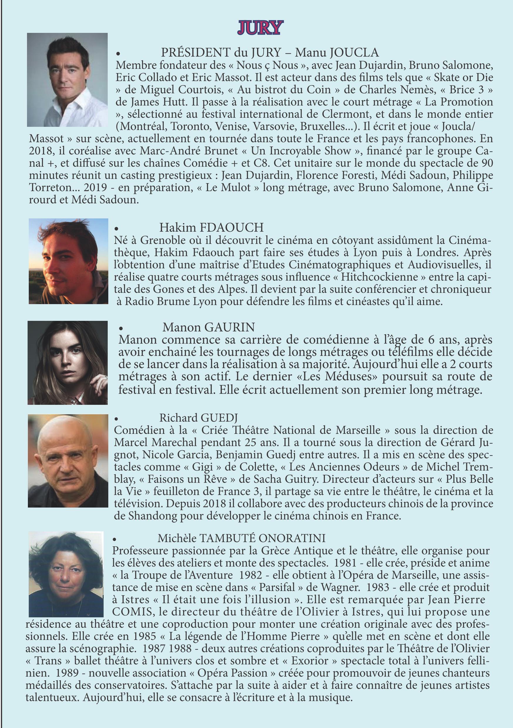 Jury 2019 – Festival de Court Métrage de la Cote Bleue